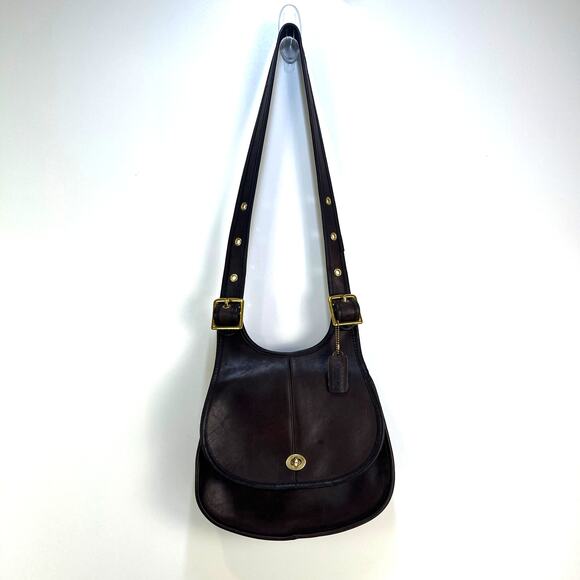 Coach | Bags | Vintage Coach Crescent Bag Black Leather Purse Handbag ...